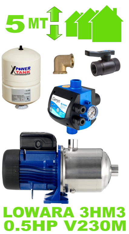 Kit autoclave silenzioso per casa fino a due piani (max 2 appartamenti) completo di elettropompa ...